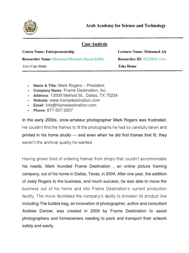 Case Study - Mohamed Moustafa Hassan ElHiti - 3A - 20220635 | PDF | Business | Marketing