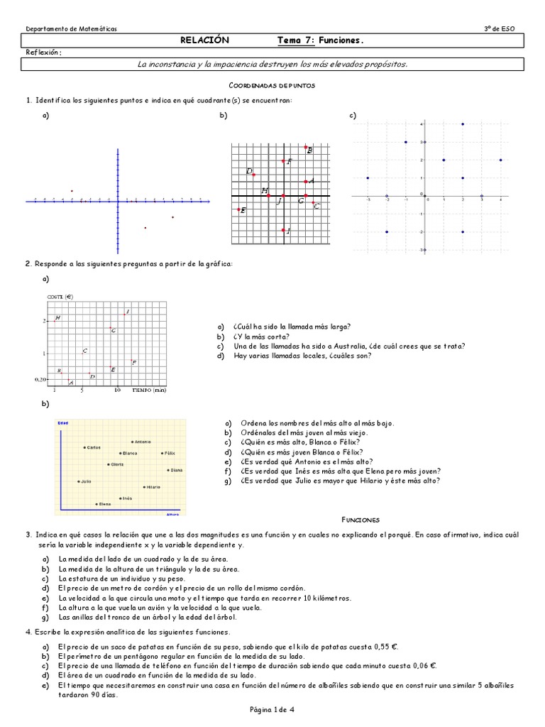 Relación Tema 7. Funciones. Propiedades Globales | PDF
