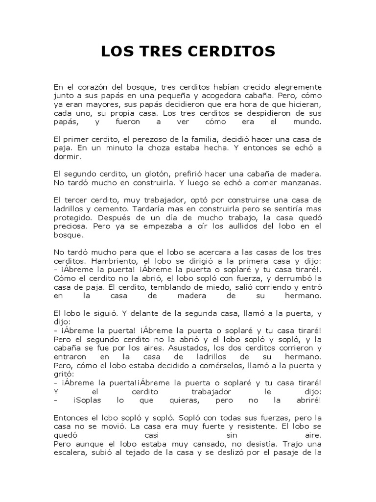 Letras de Los Tres Cerditos | PDF | Clásicos
