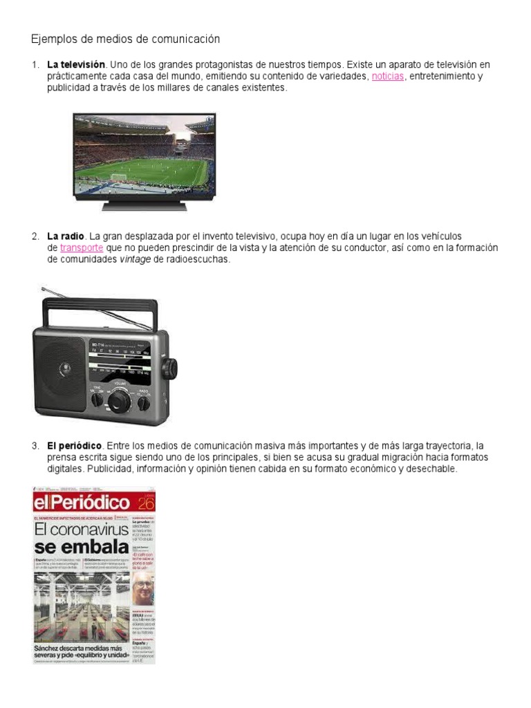 Ejemplos de medios de comunicación | PDF | Internet | Medios de ...