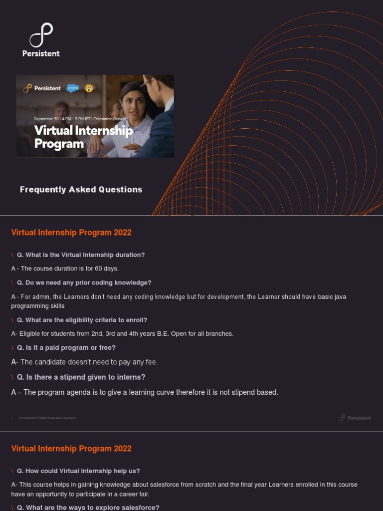 Persistent SF Virtual Internship FAQ | PDF