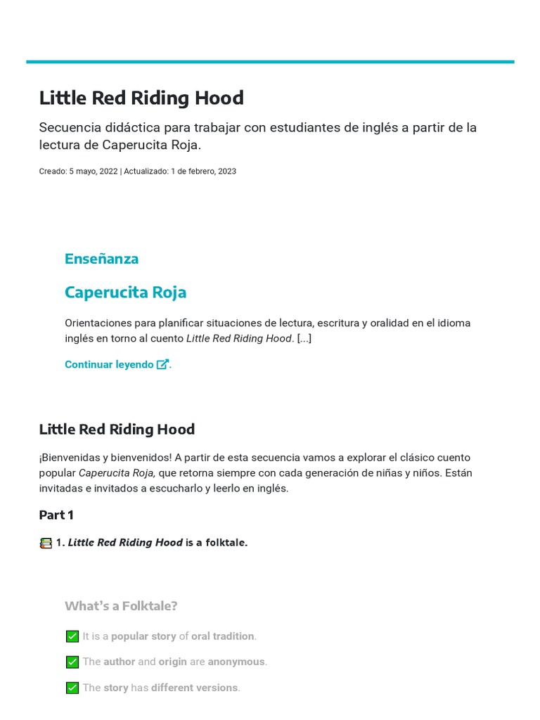Little Red Riding Hood – Continuemos estudiando | PDF | Little Red ...