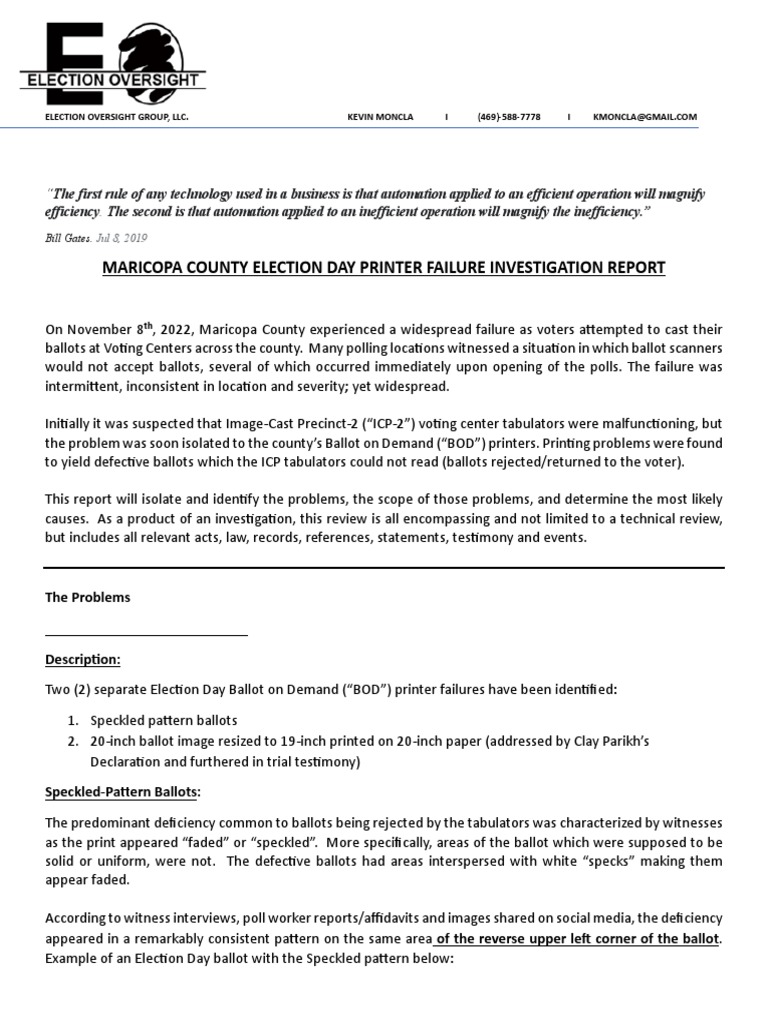 Draft Maricopa County-Printer Deficiencies-Report 04-30-23 KM | PDF ...