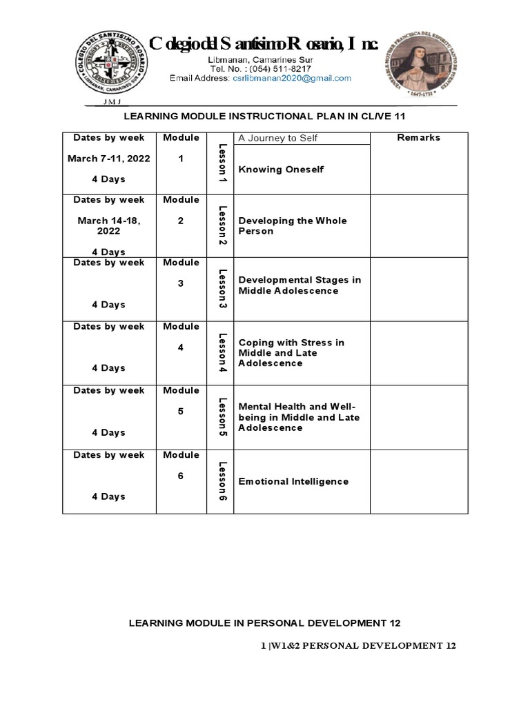 Perdev Module 1 And 2 Teachers Pdf Thought Emotions