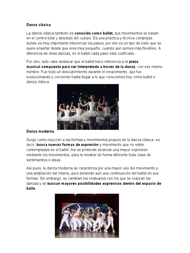 20 Tipos de Danzas | PDF | Bailes | Ballet