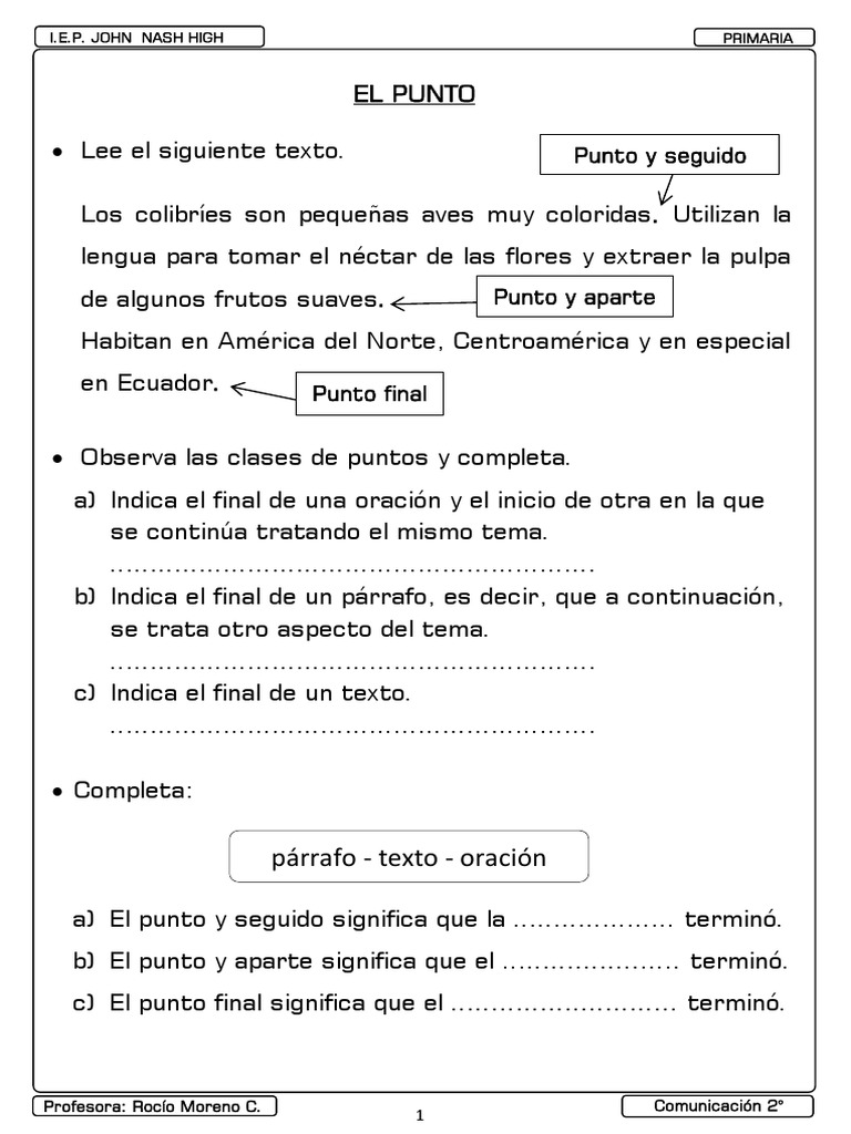 Ficha El Punto y Sus Clases | PDF