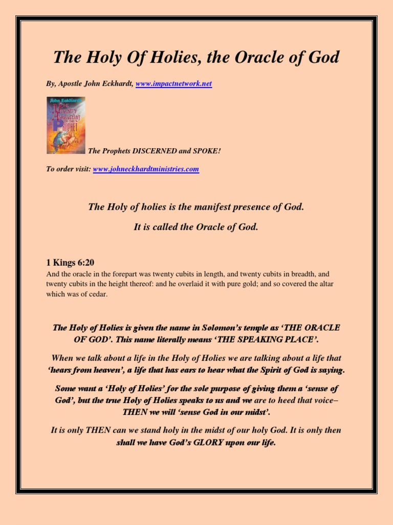 The Holy of Holies, The Oracle of God | PDF | Holy Of Holies | Sacred