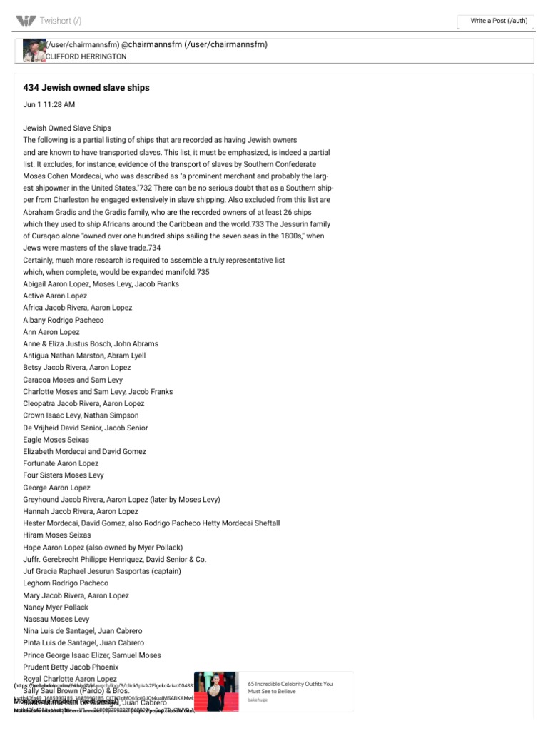 434 Jewish Owned Slave Ships - CLIFFORD HERRINGTON - Twishort | Download Free PDF | Torah People ...