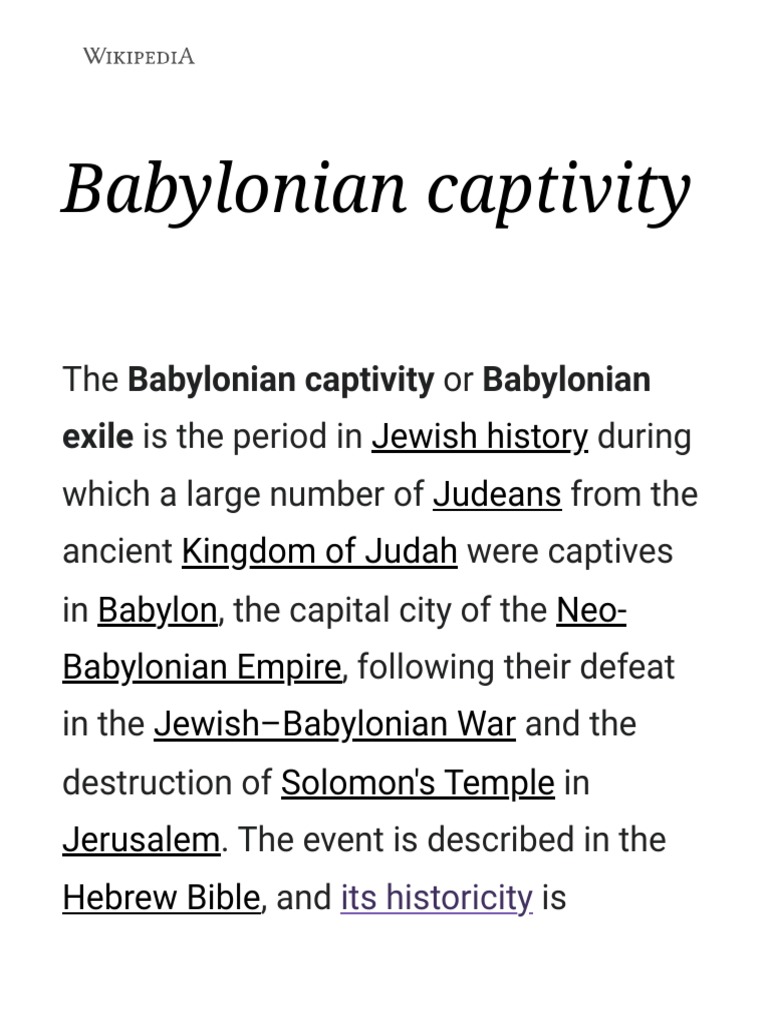 Babylonian Captivity Wikipedia | PDF | Babylonian Captivity | Kingdom ...