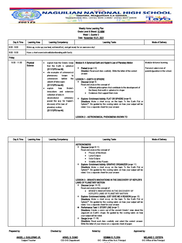 9 Week - Q2 - Physical Science | PDF | Astronomy | Johannes Kepler 9 Week - Q2 - Physical Science | PDF | Astronomy | Johannes Kepler