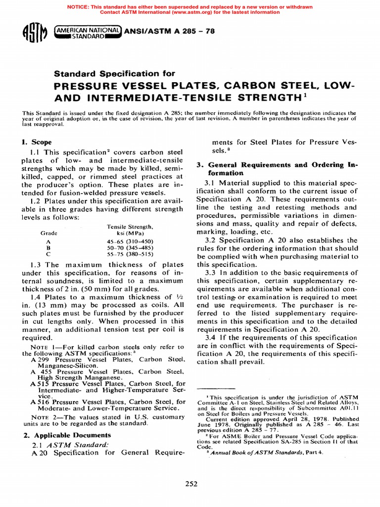 Pressure Vessel Plates, Carbon Steel, Low-And Intermediate-Tensile ...