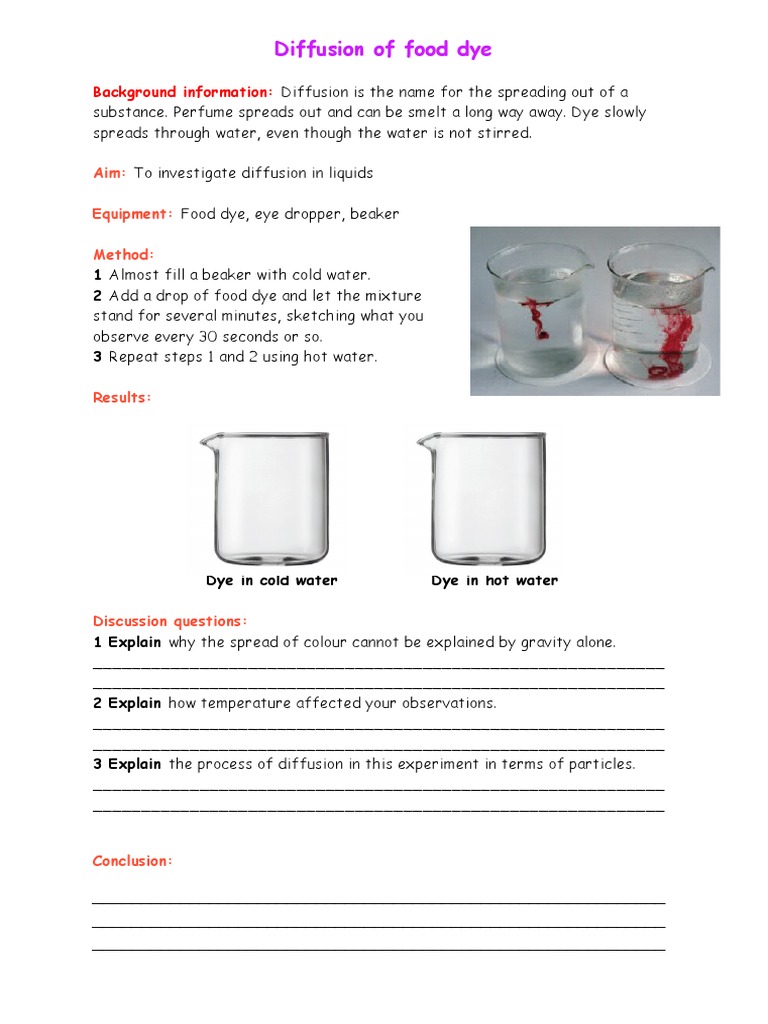 8b. Exp Diffusion of Food Dye | PDF
