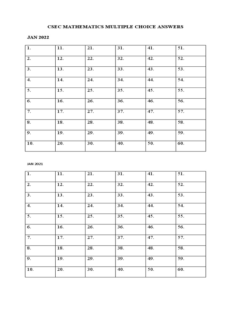 CSEC Math May 2019, 2018 Paper 1 Answers | PDF | Science | Standardized ...