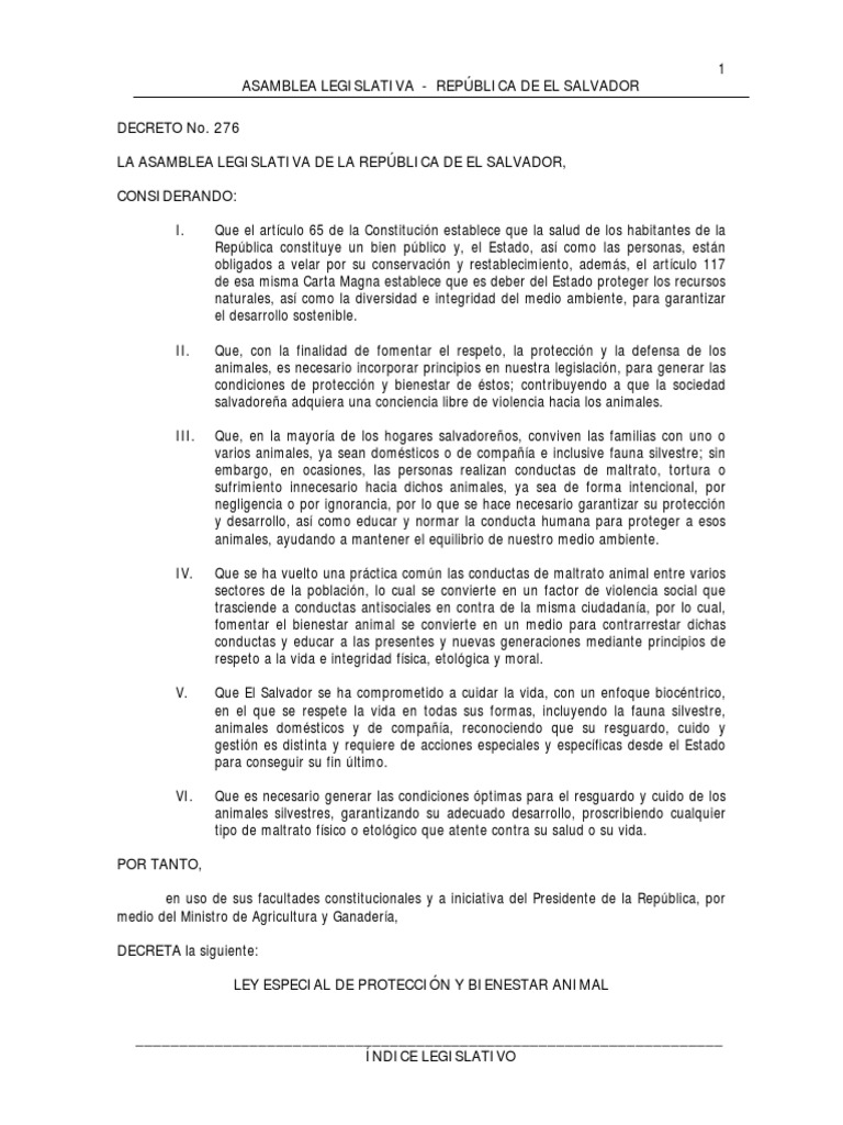 Ley Especial de Protección y Bienestar Animal | PDF | Salud y bienestar