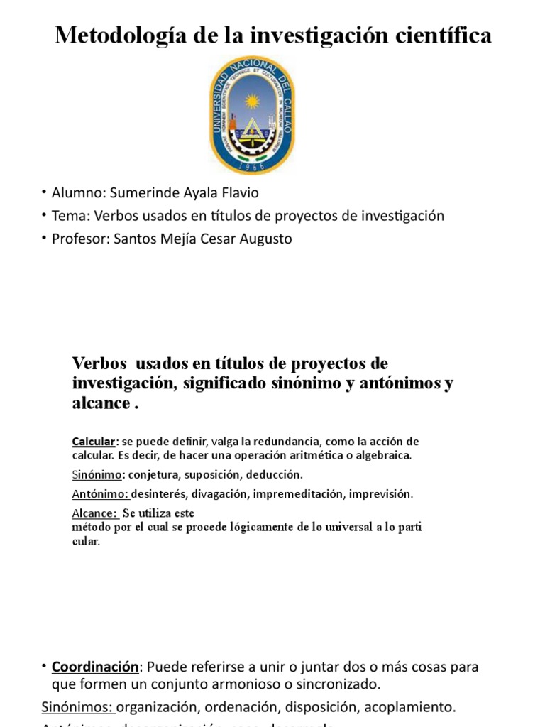 Verbos Usados en Títulos de Proyectos de Investigación | PDF