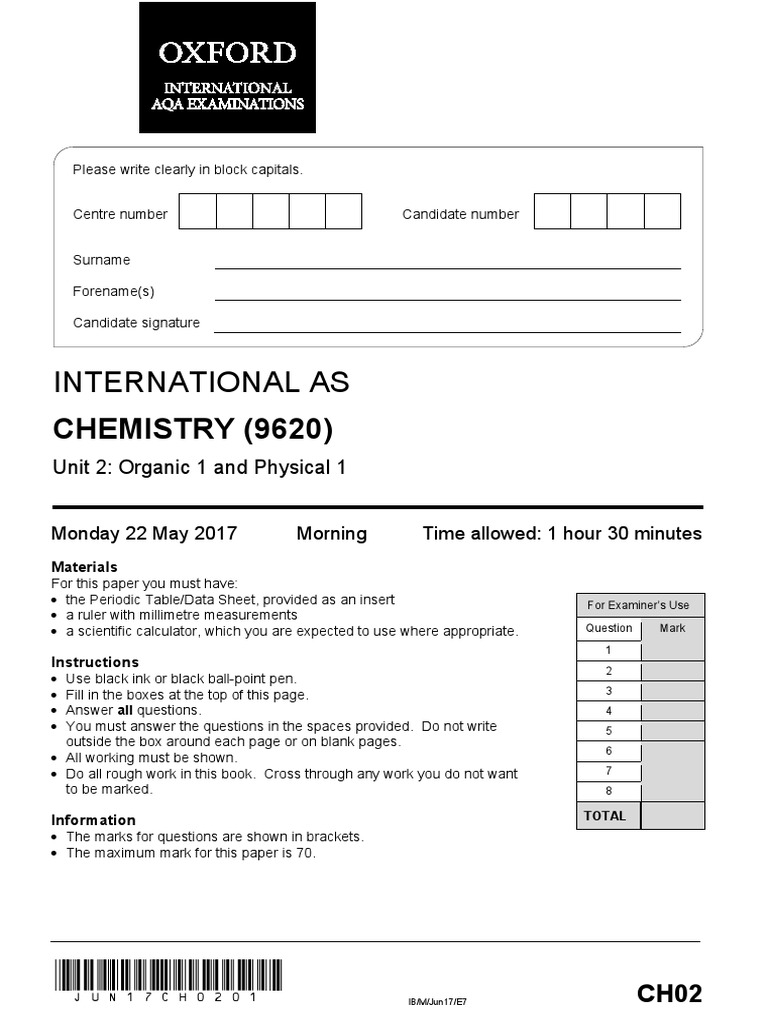9620 Chem Unit 2 - 201705-QP | PDF