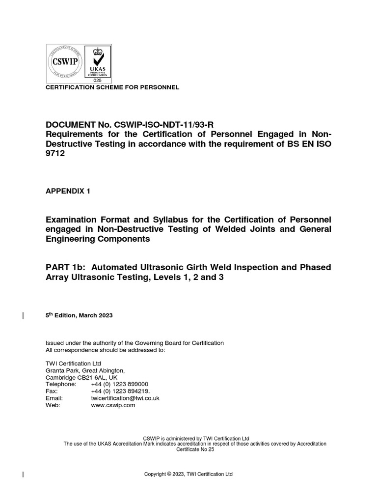 Appendix 1 Part 1b Ultrasonic AUT PAUT 5th Edition March 2023 | PDF