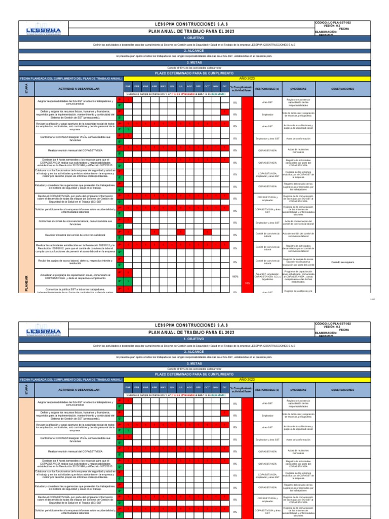 Plan Anual de Trabajo | PDF | Presupuesto | Vigilancia