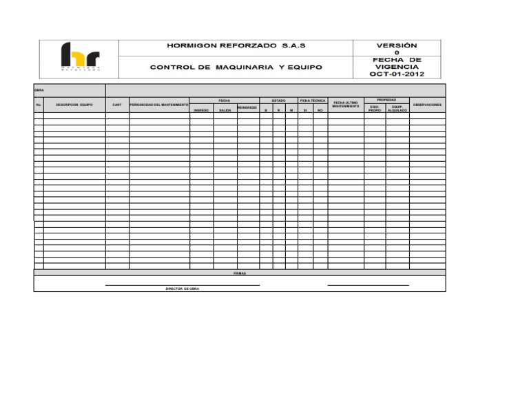 Control de Maquinaria y Equipo | PDF