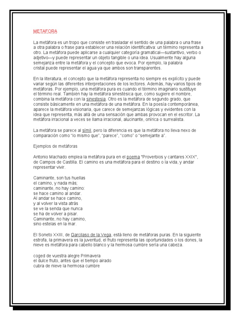METAFORA | PDF | Metáfora | Lingüística