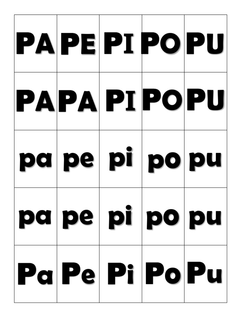 Tarjetas de sílabas pa pe pi po pu | PDF | Poesía