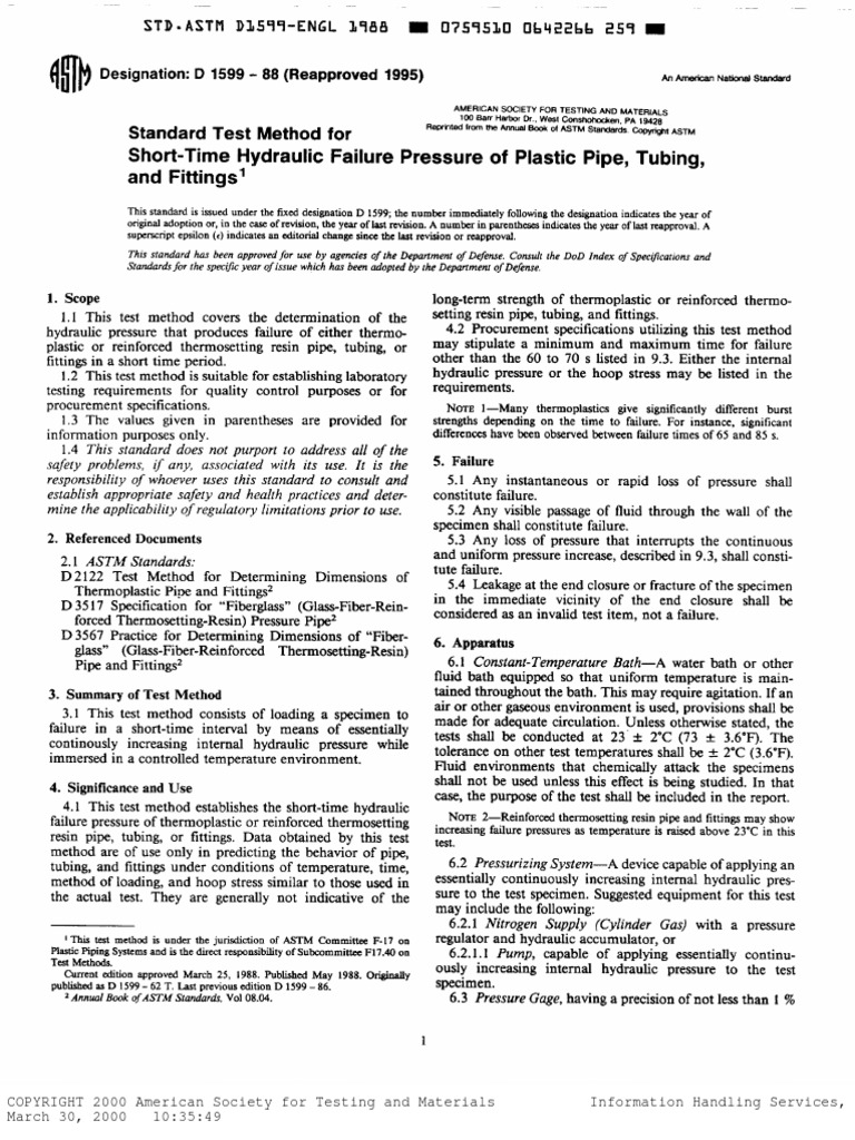 Astm D1599 Pdf