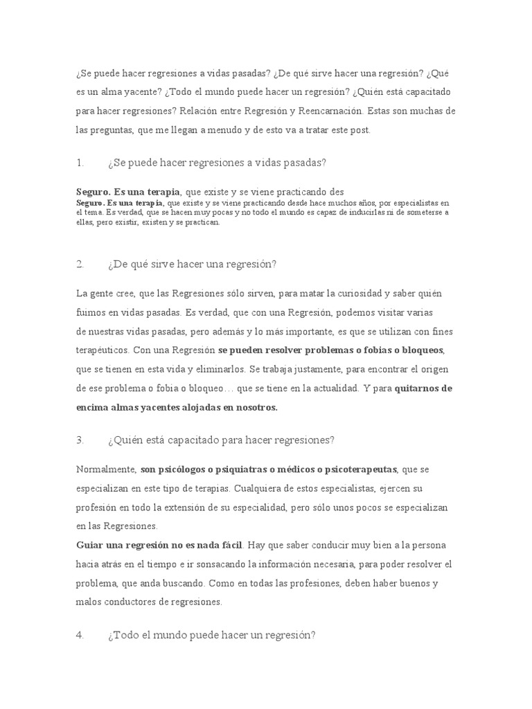 Regresiones a Vidas Pasadas: Guía Completa | PDF | Hipnosis | Karma