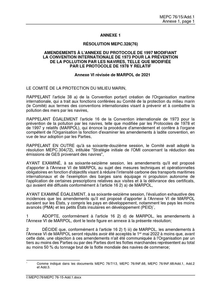 Resolution MEPC.328 | PDF