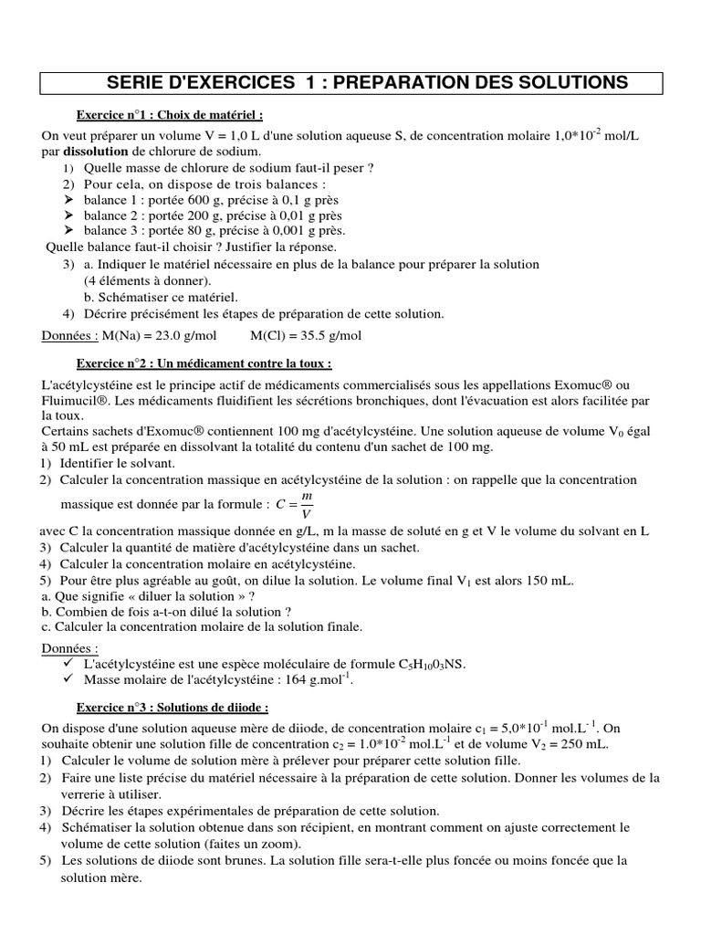 Serie 1 Analytique BAKAK | PDF | Concentration molaire | Grandeur physique