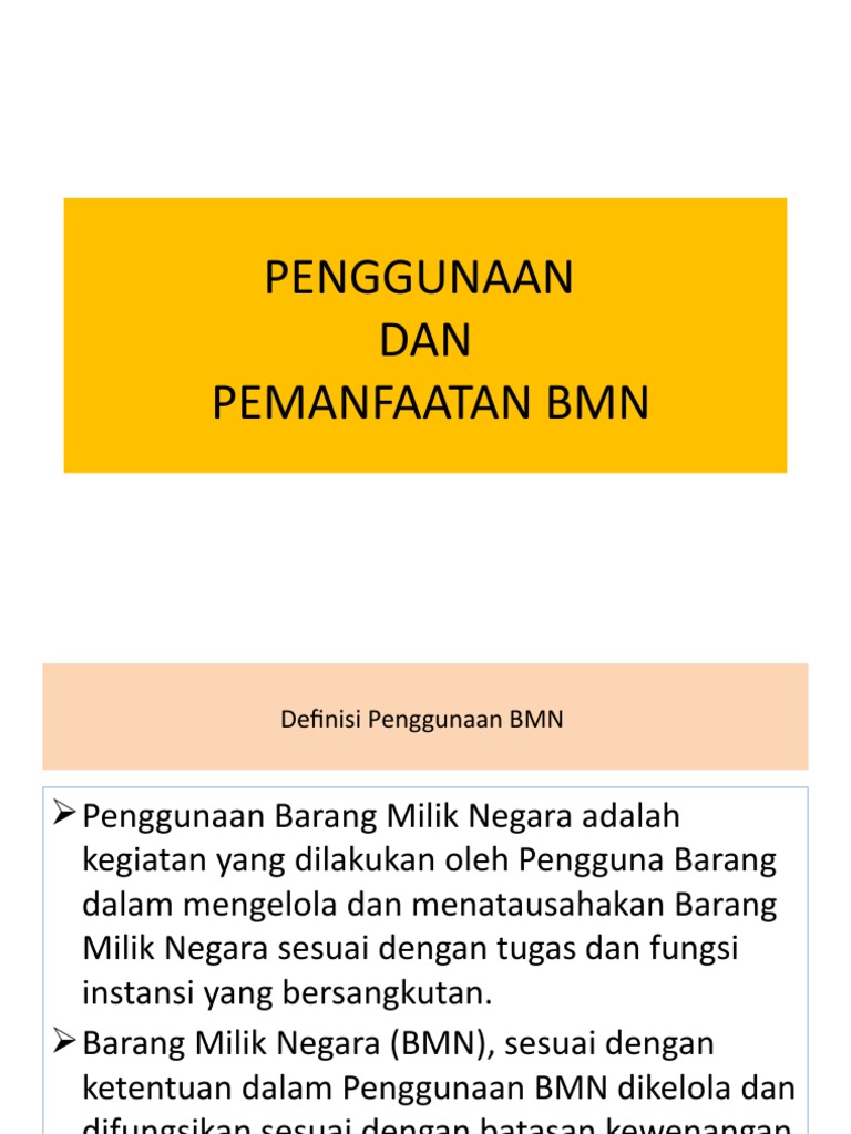 Penggunaan Dan Pemanfaatan BMN - Kuliah 6 - 2021 | PDF
