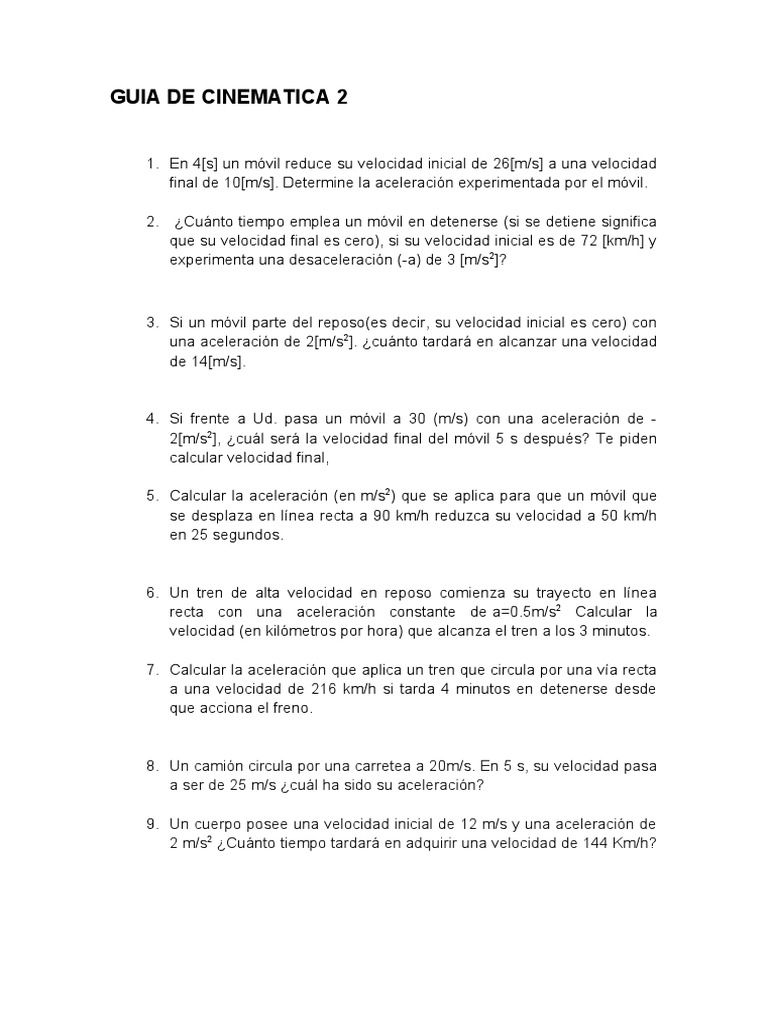 Guia de Cinematica 2 | PDF