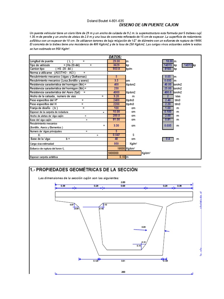 Viga Cajon Puente-Doland Boutet 4-801-635 | PDF | Ciencias fisicas ...