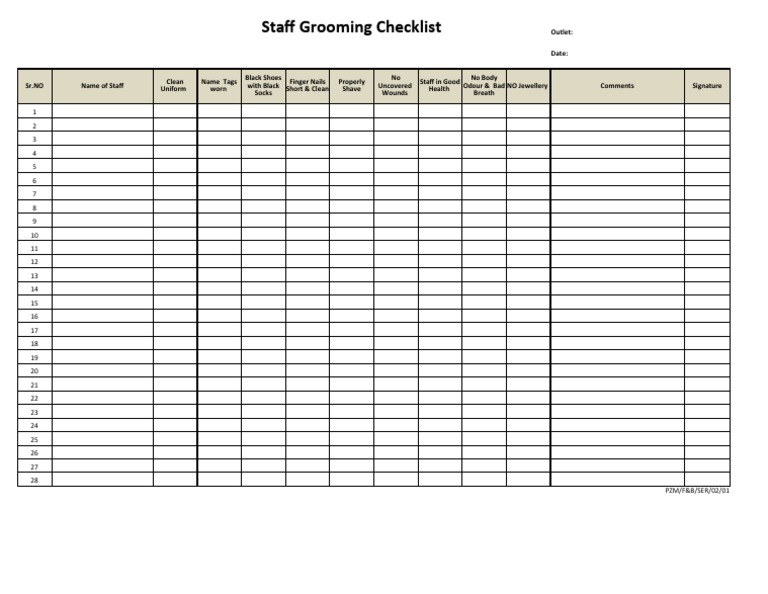 Staff Grooming Checklist | PDF