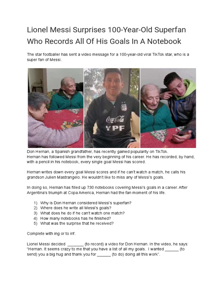 Reading Comprehension - Messi | PDF