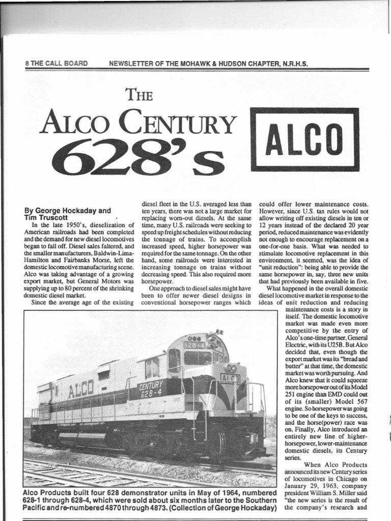 Alco Century Series Locomotives Overview | PDF | Locomotives | Rolling ...