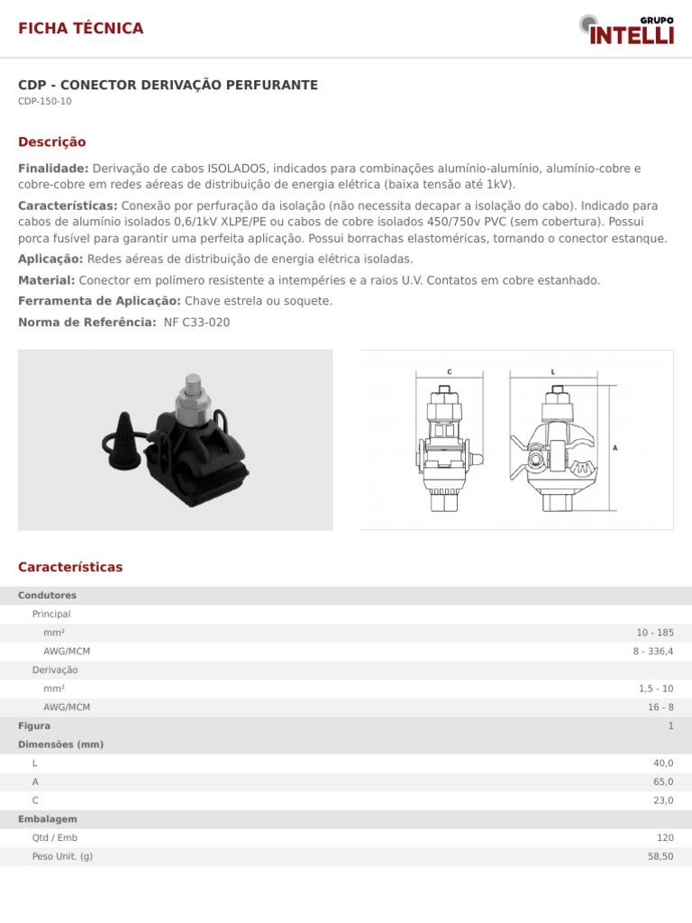 Conector Derivação Perf. para Cabos Elétricos | PDF