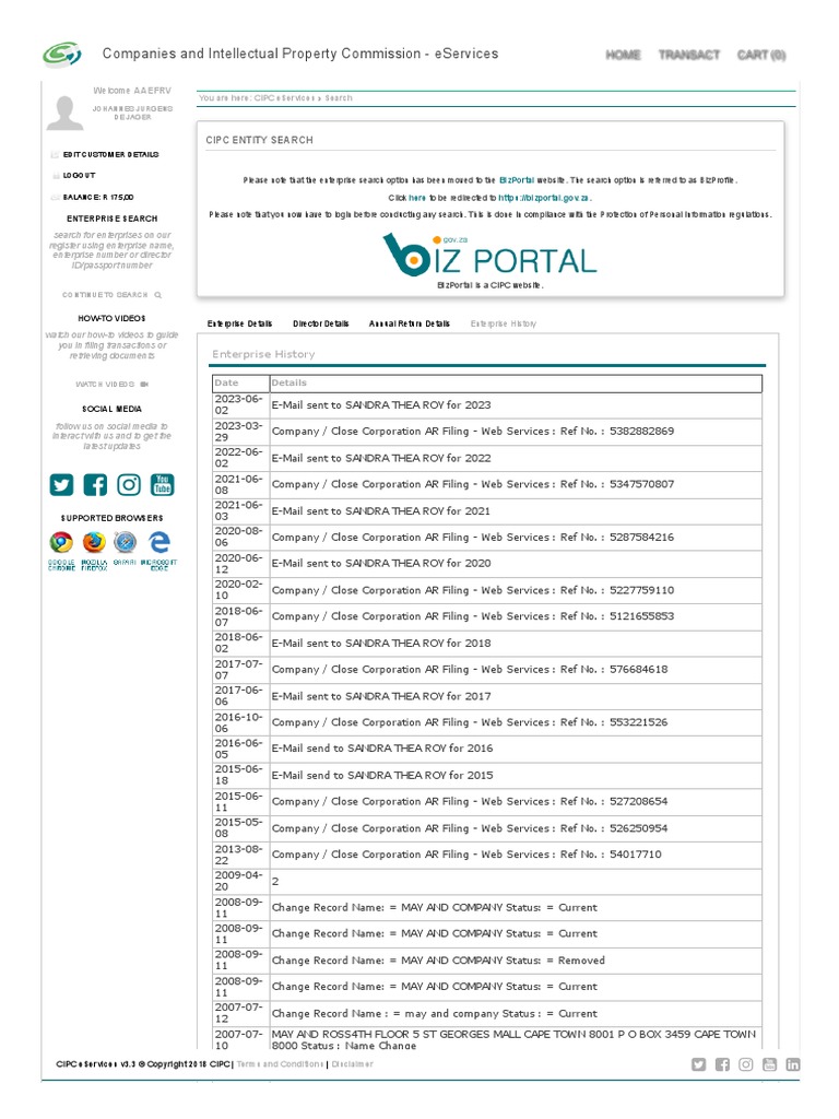Companies and Intellectual Property Commission (CIPC)_ eServices | PDF