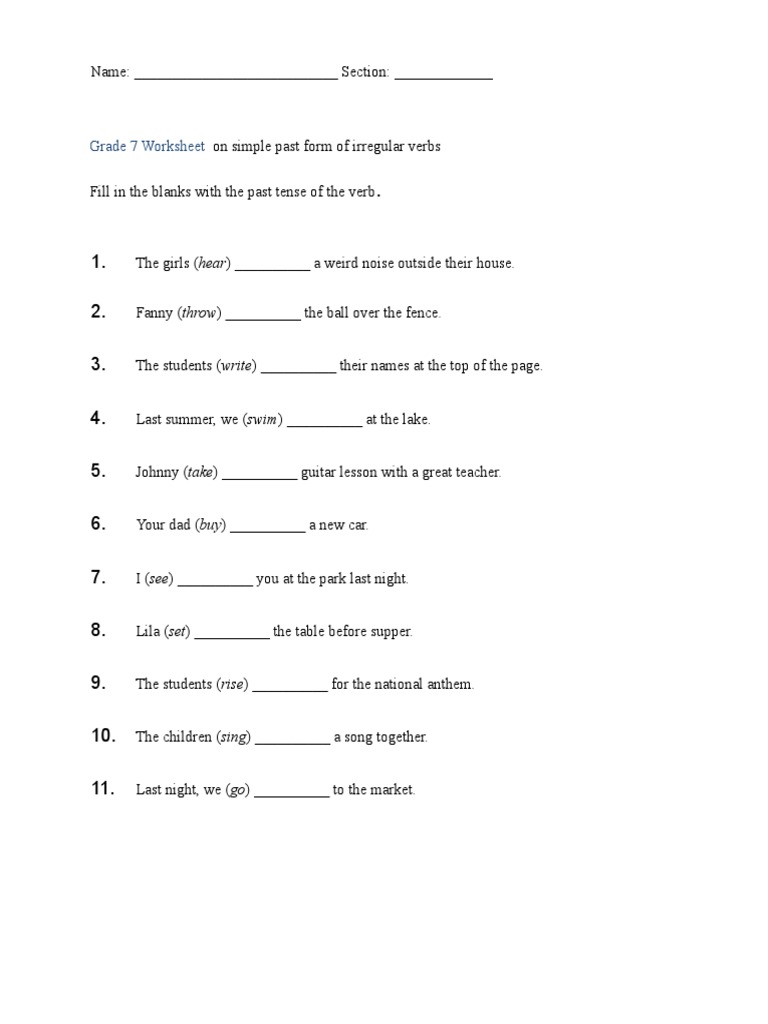 Grade-3-Irregular Verbs | PDF