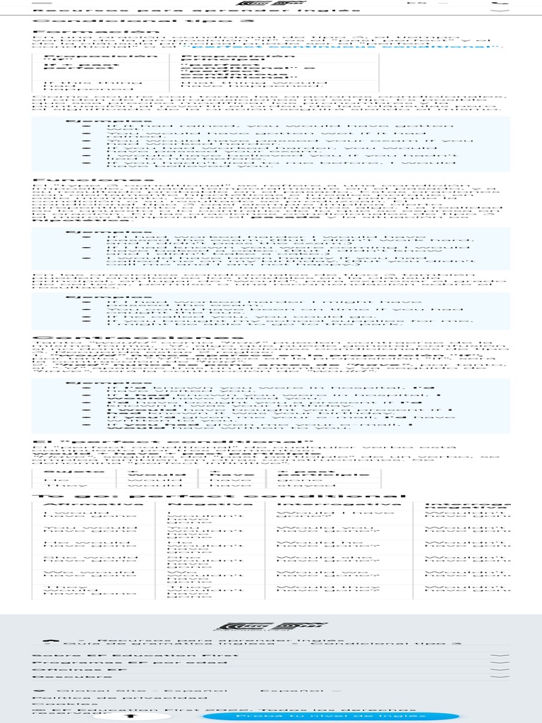 Condicional Tipo 3 EF Global Site | PDF | Oración (Lingüística) | Sintaxis