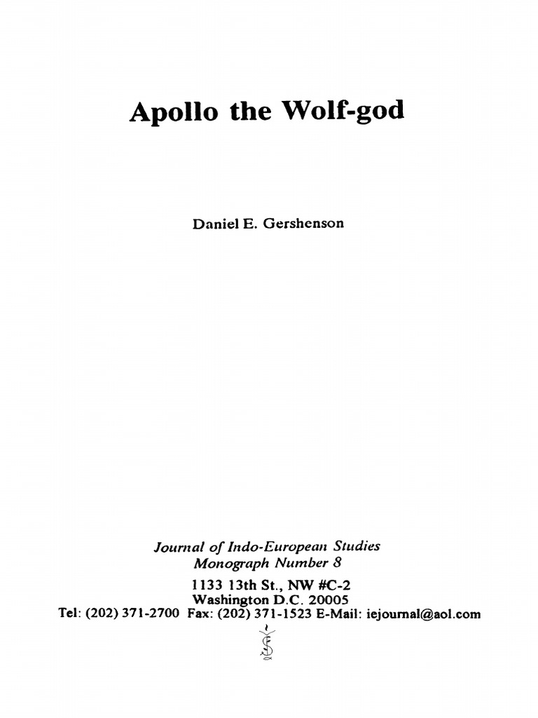 Apollo The Wolf-God by Daniel E. Gershenson | PDF