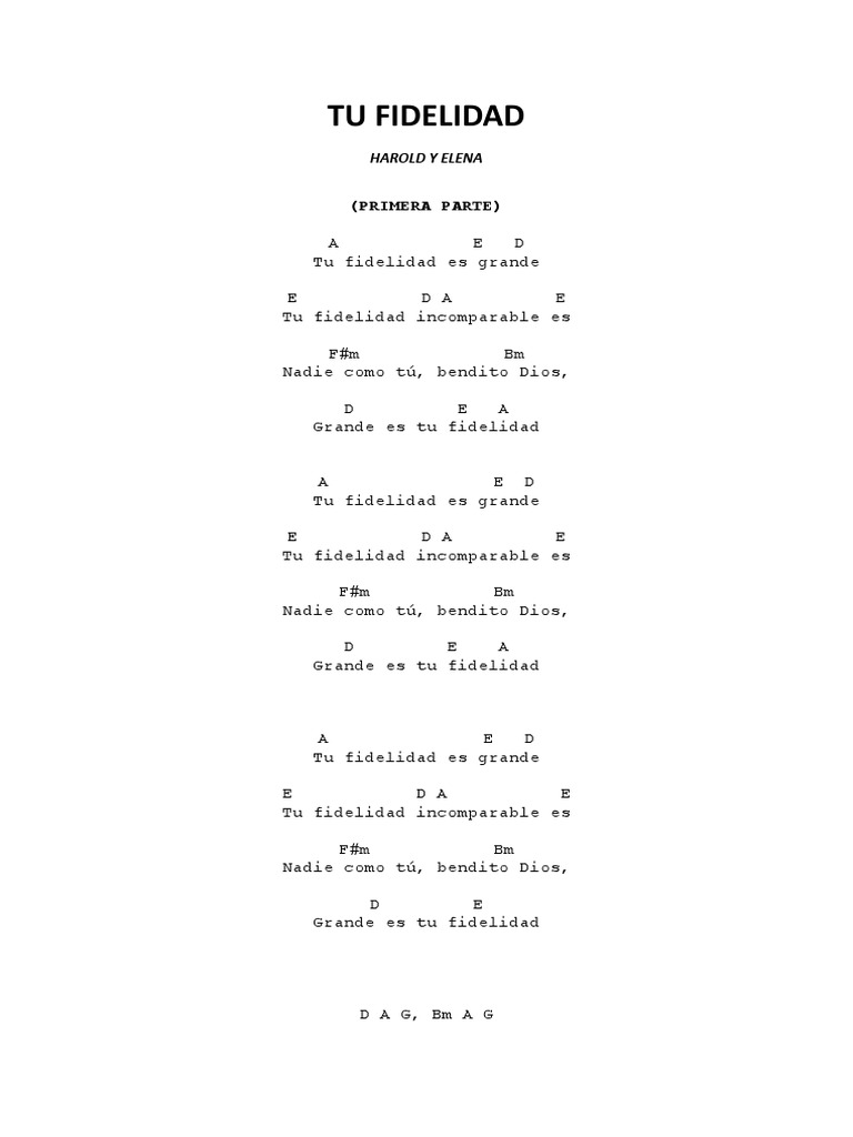 Tu Fidelidad - Harold y Elena (Acordes) | PDF