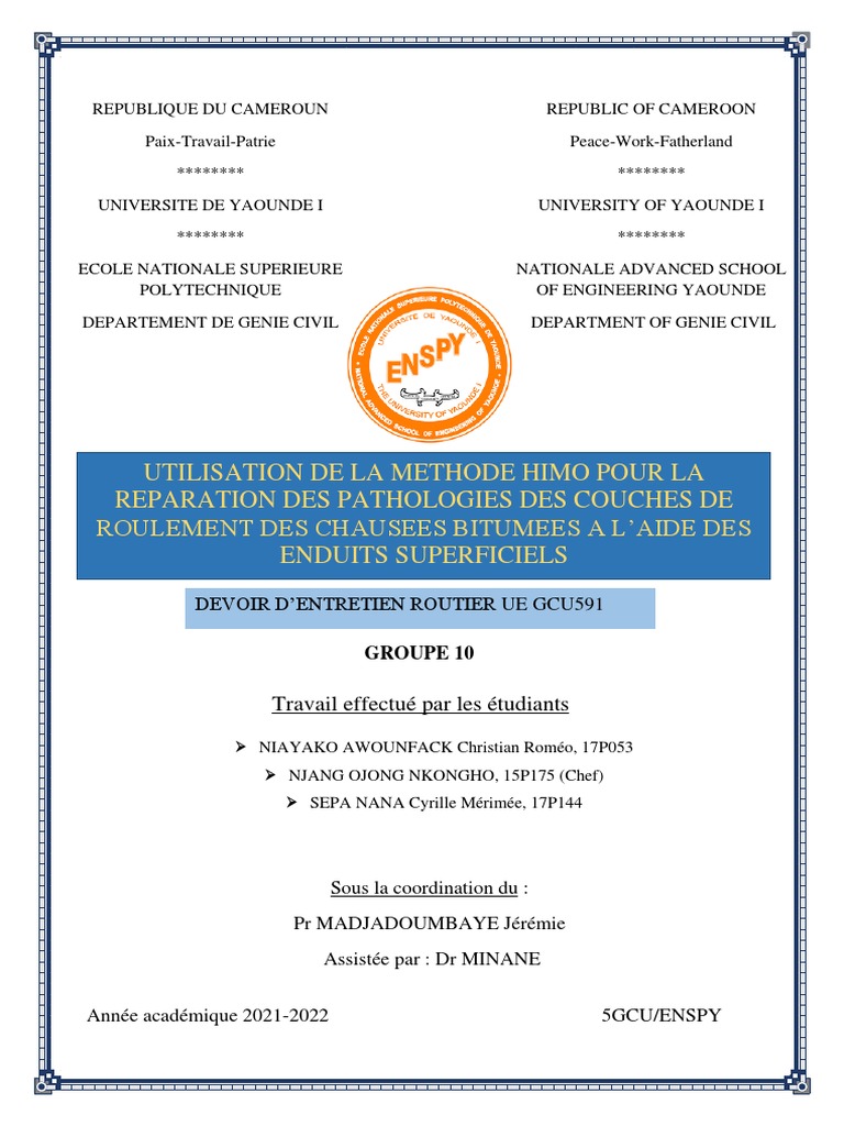 Utilisation de La Methode Himo Pour La Reparation Des Pathologies Des ...