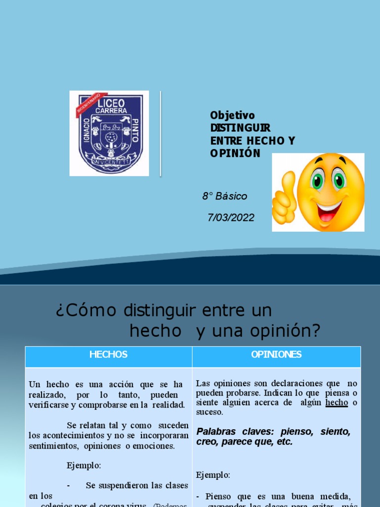 PPT. Distinguir Hecho y Opinión 8° Básico | PDF | Maíz
