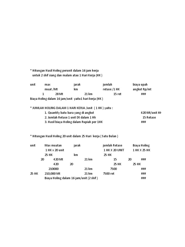 Hitungan Retase 20 Unit DT Roda 10 | PDF
