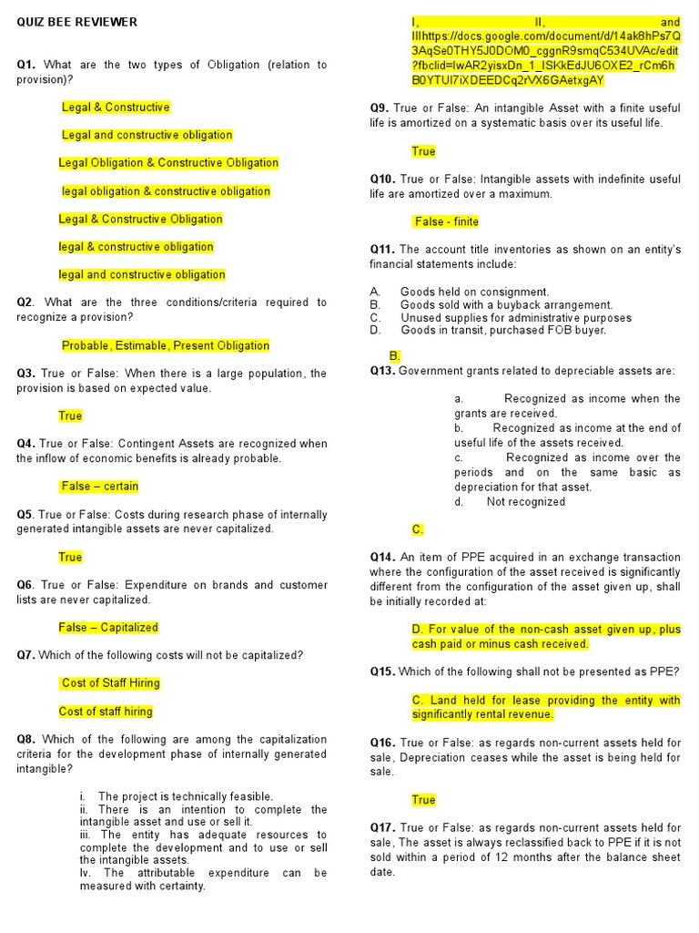 Quiz Bee Reviewer | PDF