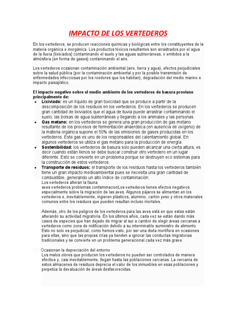 Vrtederos de Basura Impacto | PDF | Vertedero | Residuos
