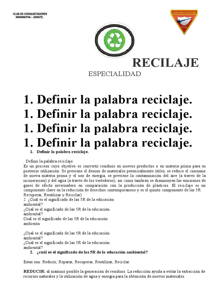Importancia del Reciclaje y las 5R | PDF | Reciclaje | Residuos