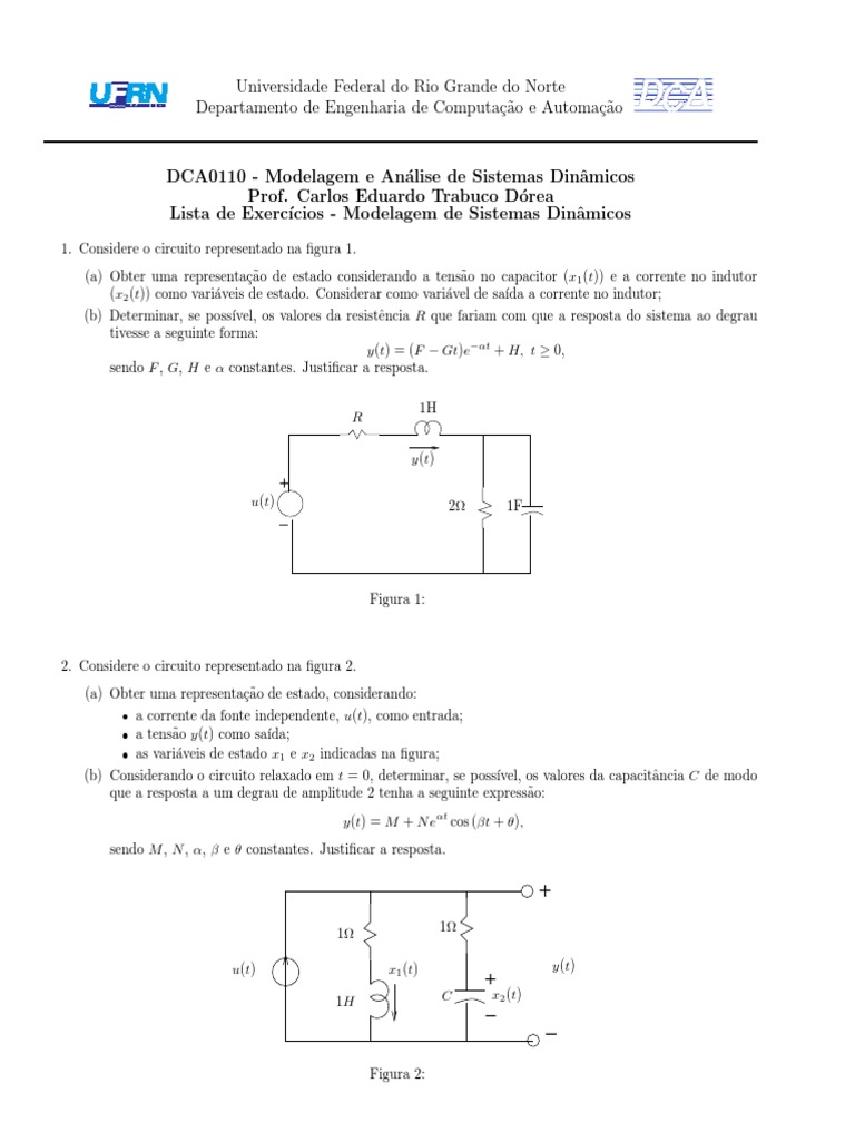 Dca0110 Modelagem List-Exerc | PDF | Rede elétrica | Massa