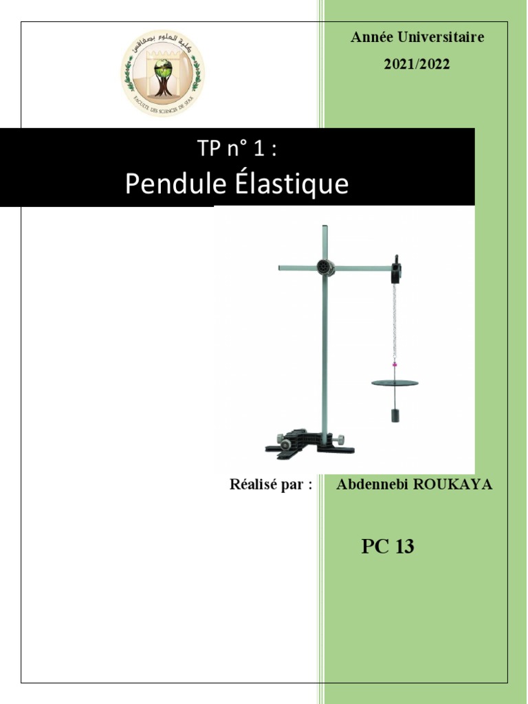 TP sur le Pendule Élastique | PDF | Pendule (physique) | Masse