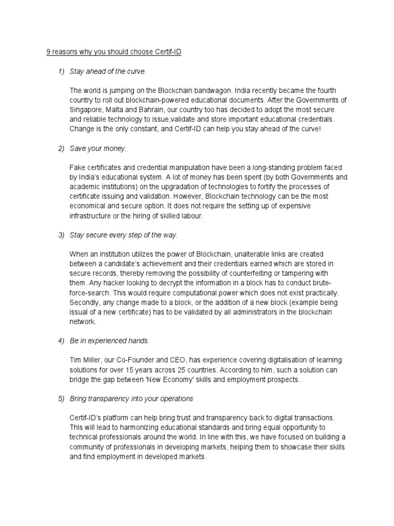 9 Reasons Why You Should Choose Certif-ID | PDF | Vocational Education 9 Reasons Why You Should Choose Certif-ID | PDF | Vocational Education